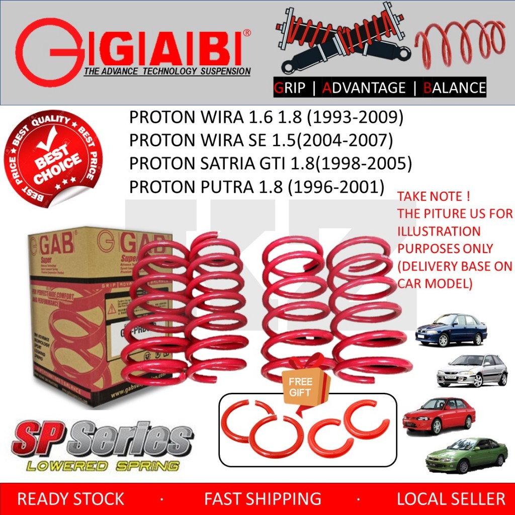 100% GAB BRAND SPORT SPRING SET WITH FOC - PROTON WIRA 1.6 1.8/ WIRA SE ...