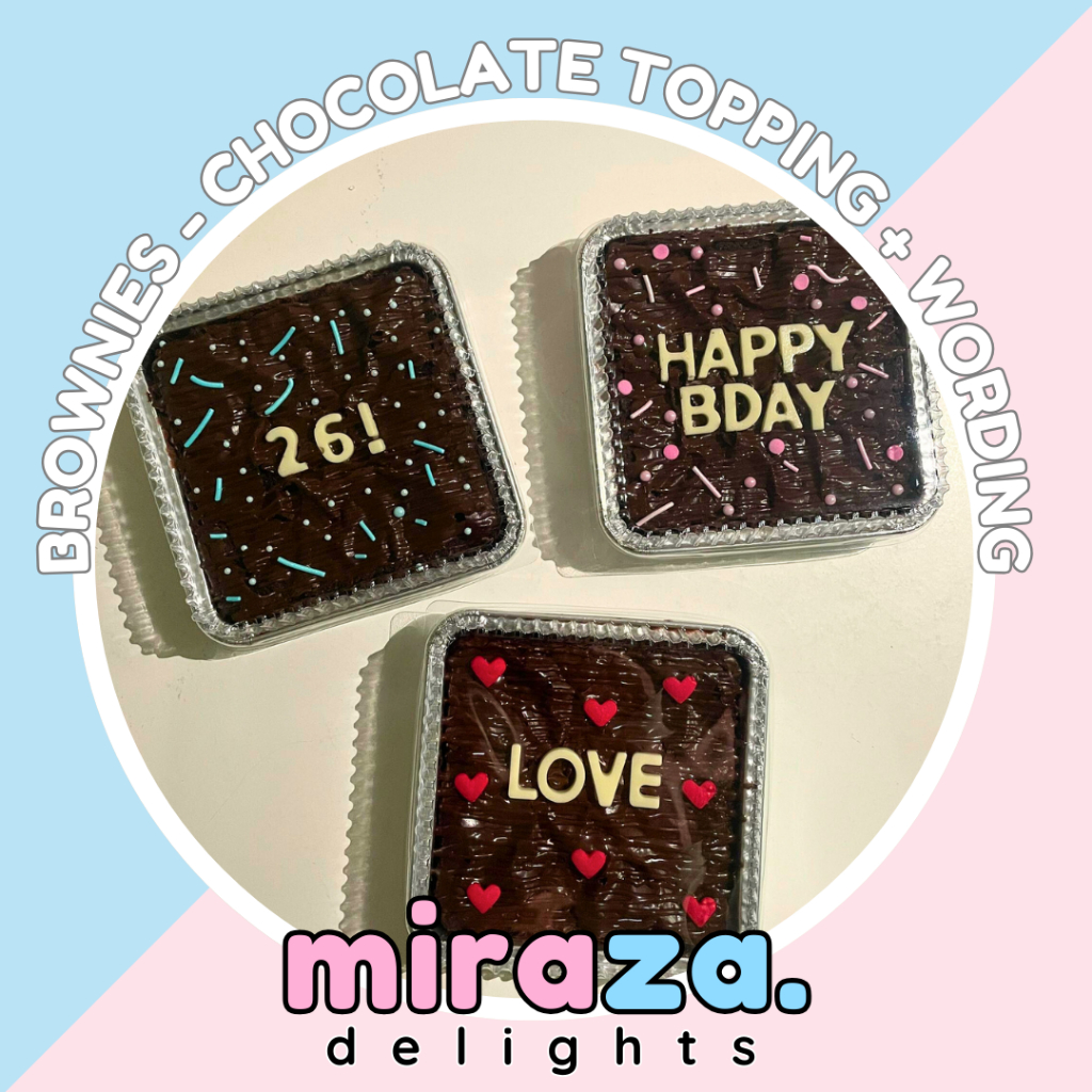 BROWNIES | WITH TOPPING AND WORDING | MIRAZA DELIGHTS | Shopee Malaysia