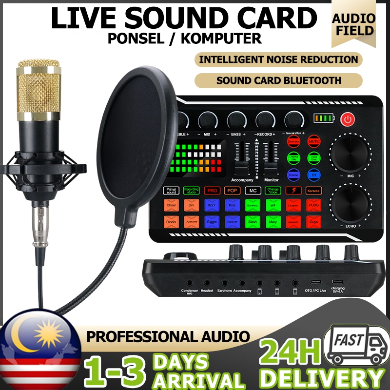 F998 Live Sound Card,Podcast Audio interface with DJ Mixer Effects ...