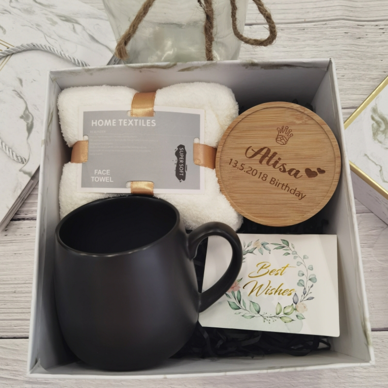 Personalised customized mug with wood coaster Custom Nama Special Gift ...