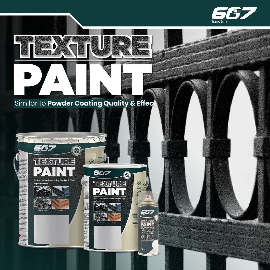 Transrich 607- Texture Black Metal Paint-Cat Besi-Aerosol Spray Paint ...