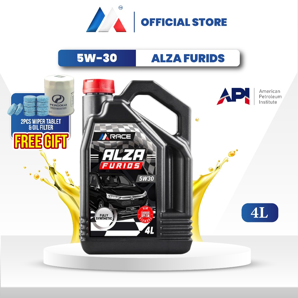 M RACE ALZA FURIOS 5w30 Fully syntethic (4L)(FREE Perodua ALZA oil ...