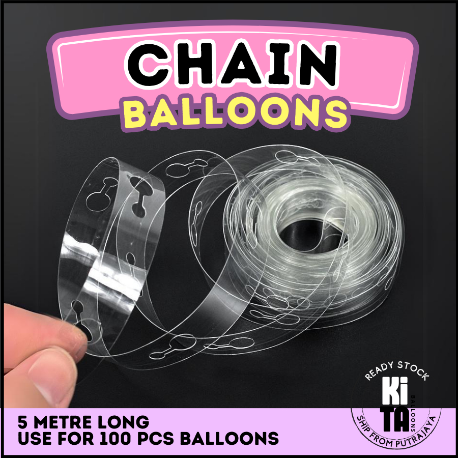 Balloon Chain Strip 5m (2 holes) roll Foil Latex Balloon Arch Chain ...