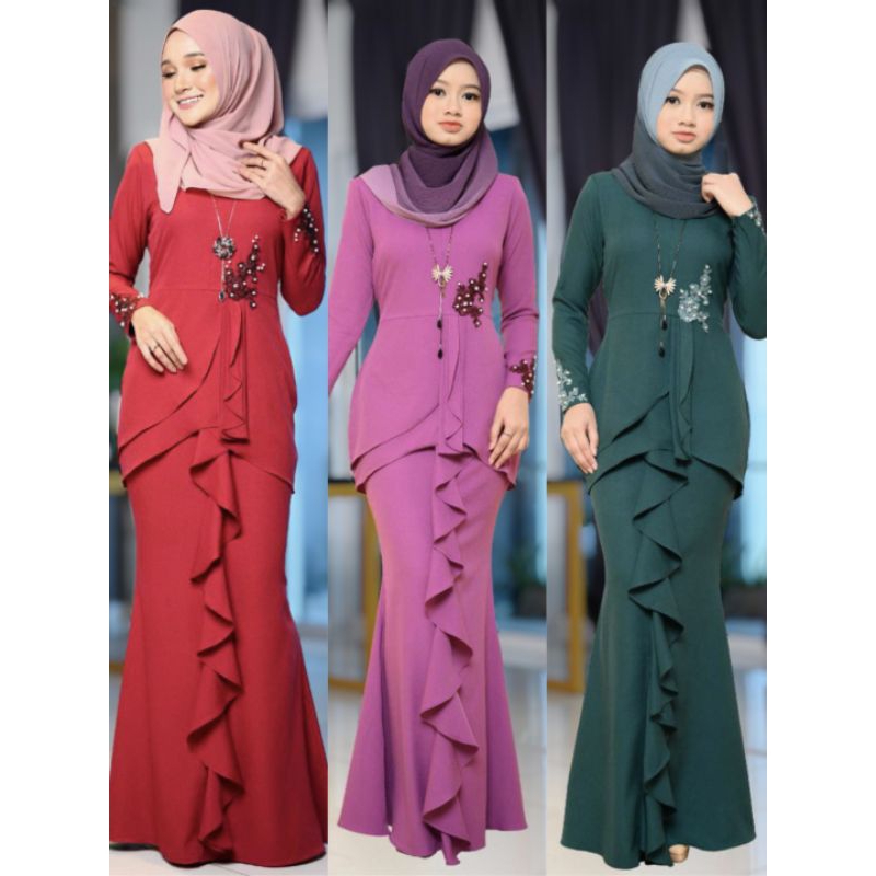 Baju Kurung Anies Baju Raya Baju Nikah Moden Maroon Pink Purple Emerald ...