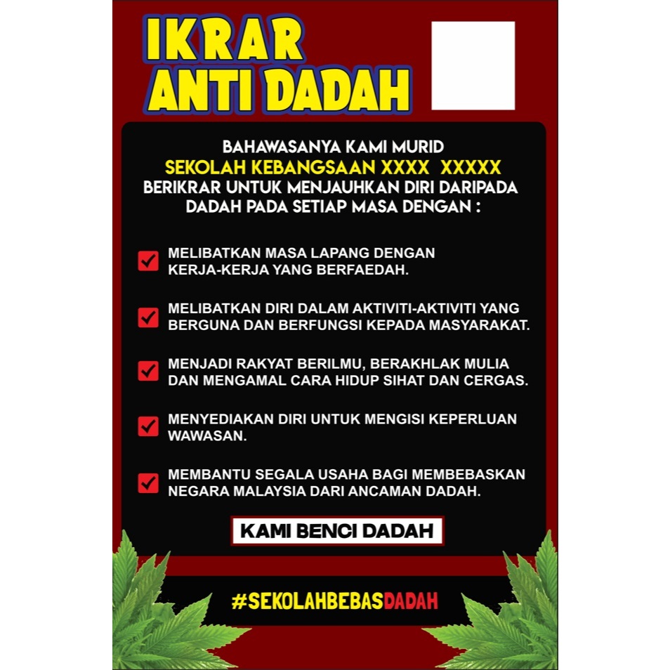 Set banner PPDa ( anti dadah ) untuk Bimbingan dan Kaunseling sesuai ...