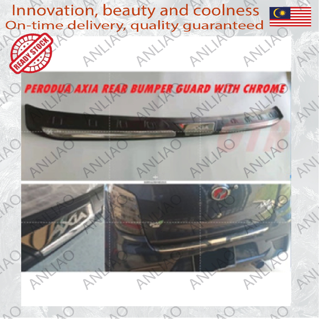 PERODUA AXIA 14-19 REAR BUMPER GUARD WITH CHROME LINING | Shopee Malaysia