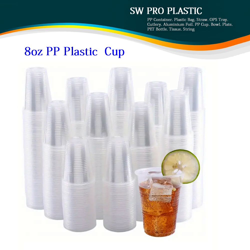 8oz / 230ml Disposable PP Plastic Cup / Party Cup / Cawan Jamuan (50pcs) | Shopee Malaysia