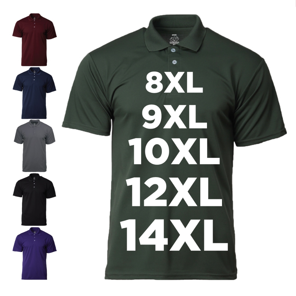 RIGHTWAY X HYDT 8XL 9XL 10XL 12XL 14XL Plus Size Unisex Microfiber Polo ...