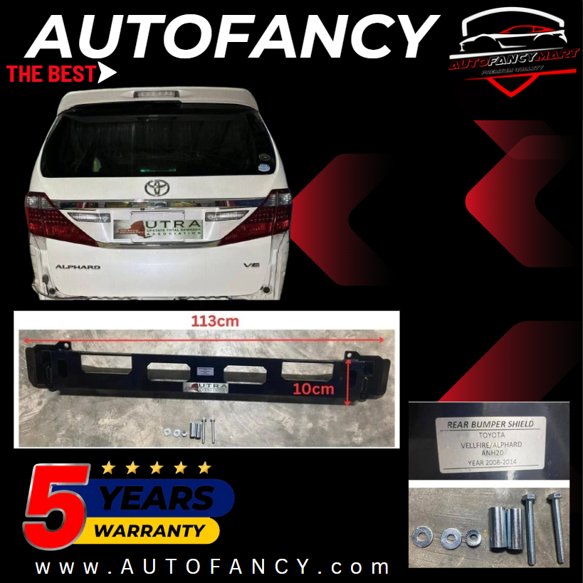 TOYOTA ALPHARD VELLFIRE REAR BAR ANH20 2008-2014 BLACK STEEL ANTI CRASH ...