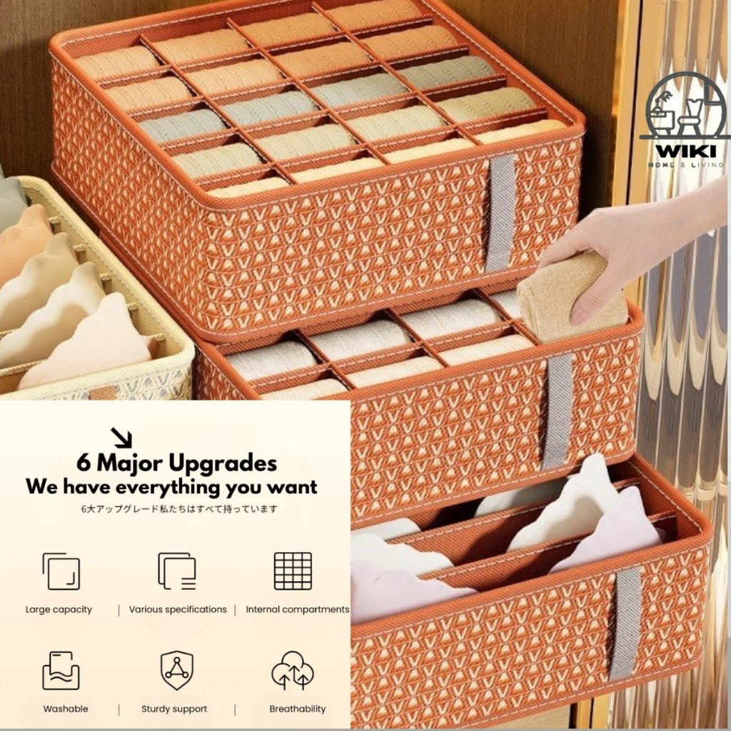 6/7/20 Grids Multipurpose Foldable Closet Organizer Box Underwear Bra ...