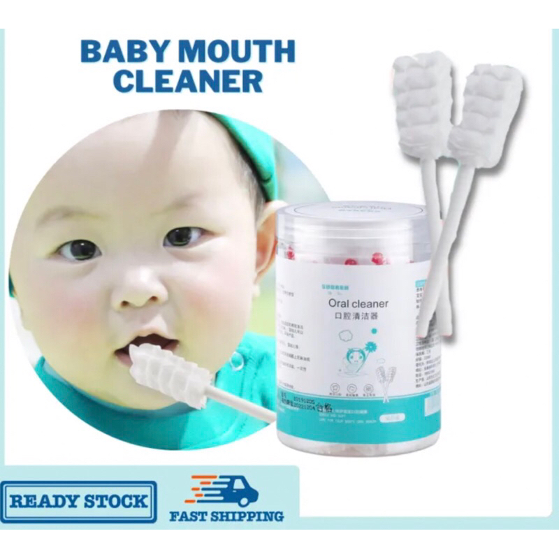 30 Sticks Baby Oral Cotton Swab Mouth Tongue Cleaner Oral Cleaner Baby ...