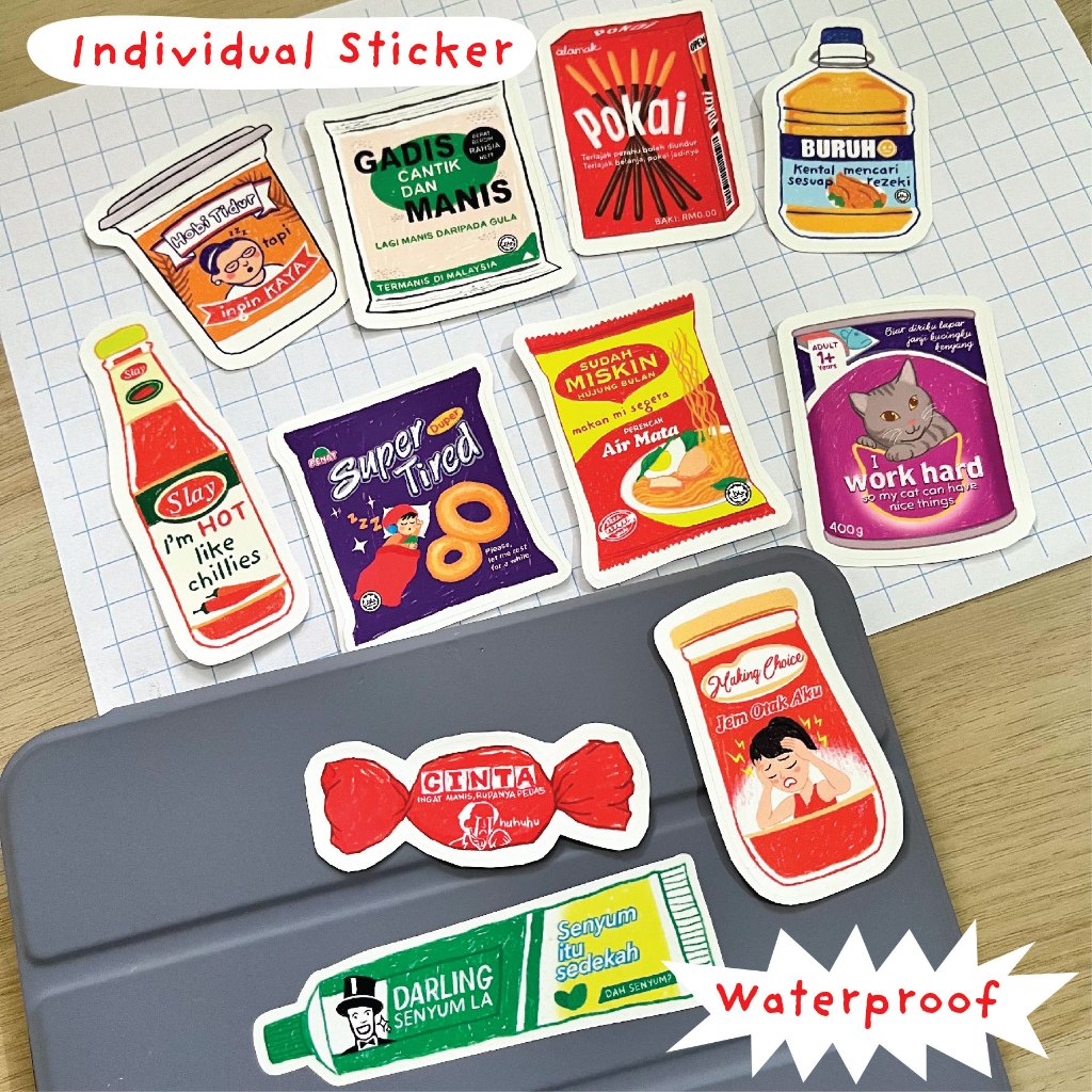 Grocery Parody Large Size Waterproof Glossy Sticker (sold separately ...