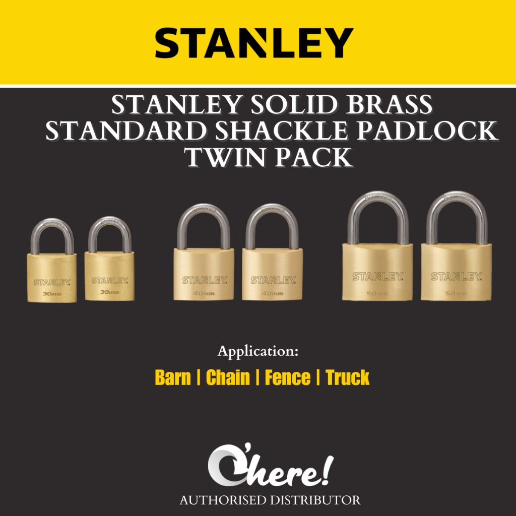 Stanley Solid Brass Standard Shackle Padlock (Bundle of 2) 30mm/ 40mm ...