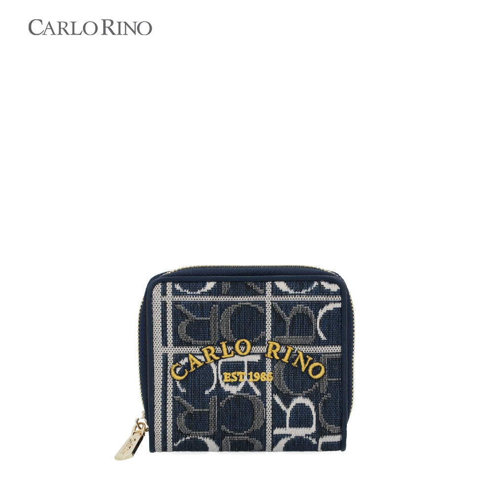 Carlo Rino Dark Blue Carlo GEO Jacquard Short Zipper Wallet | Shopee ...