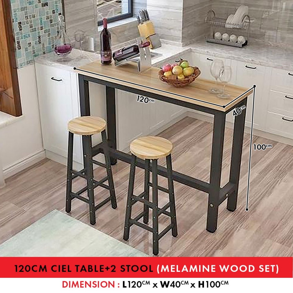 KENZZO: Dante Solid Wood Bar Table / Meja bar set makan Stool High ...