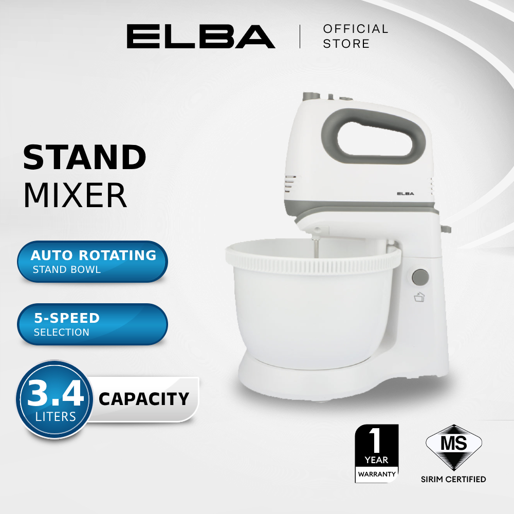ELBA Stand Mixer ESMB-M3430(WH) - 5-speeds, Turbo Function, Auto ...