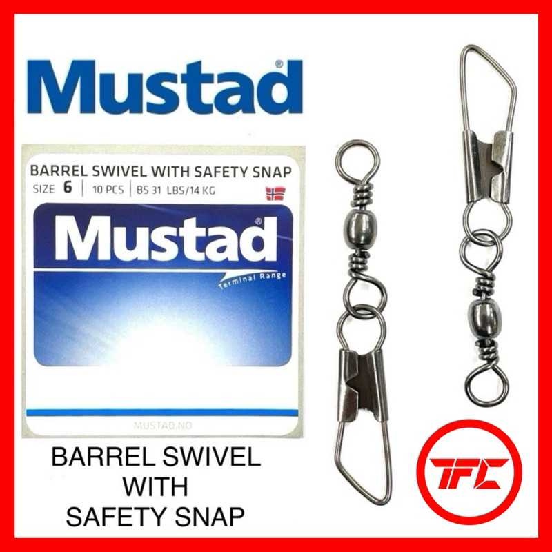 MUSTAD Barrel Swivel With Safety Snap MA022-BN Heavy Duty Kili Haruan ...