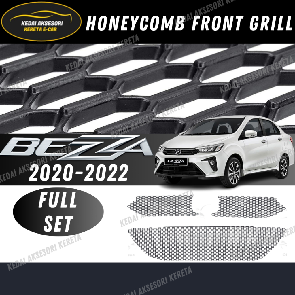 Perodua Bezza 2020-2022 Ready Cut Honeycomb Grill Full Set Top Bottom ...