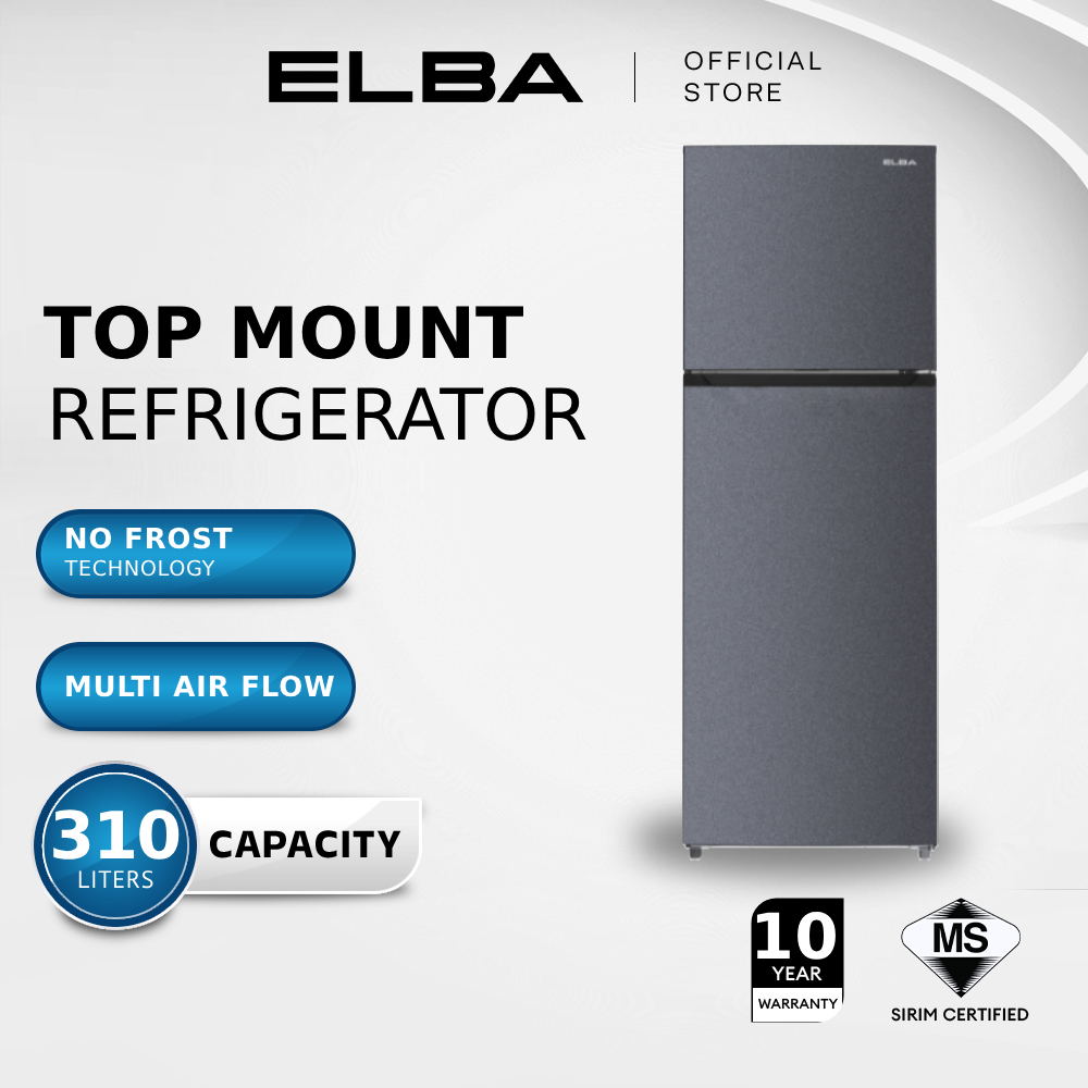 (NEW) ELBA 310L Top Mount Refrigerator ER-Q3157IN(GR) - Total No Frost ...