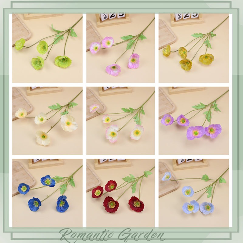 4 Heads Poppies Artificial Flowers 60cm With Silk Cloth Meterial For ...