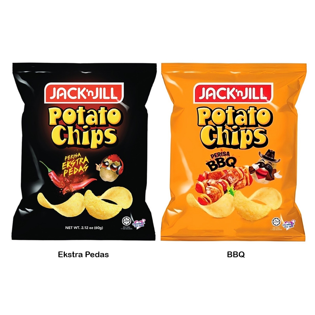 BBD Jack & Jill Potato Chips Extra Hot & Spicy Ekstra Pedas / BBQ (60g ...