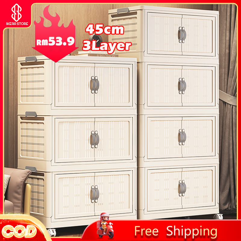 IKEA Almari Baju Plastik kukuh Storage Cabinet Large Capacity Stackable ...