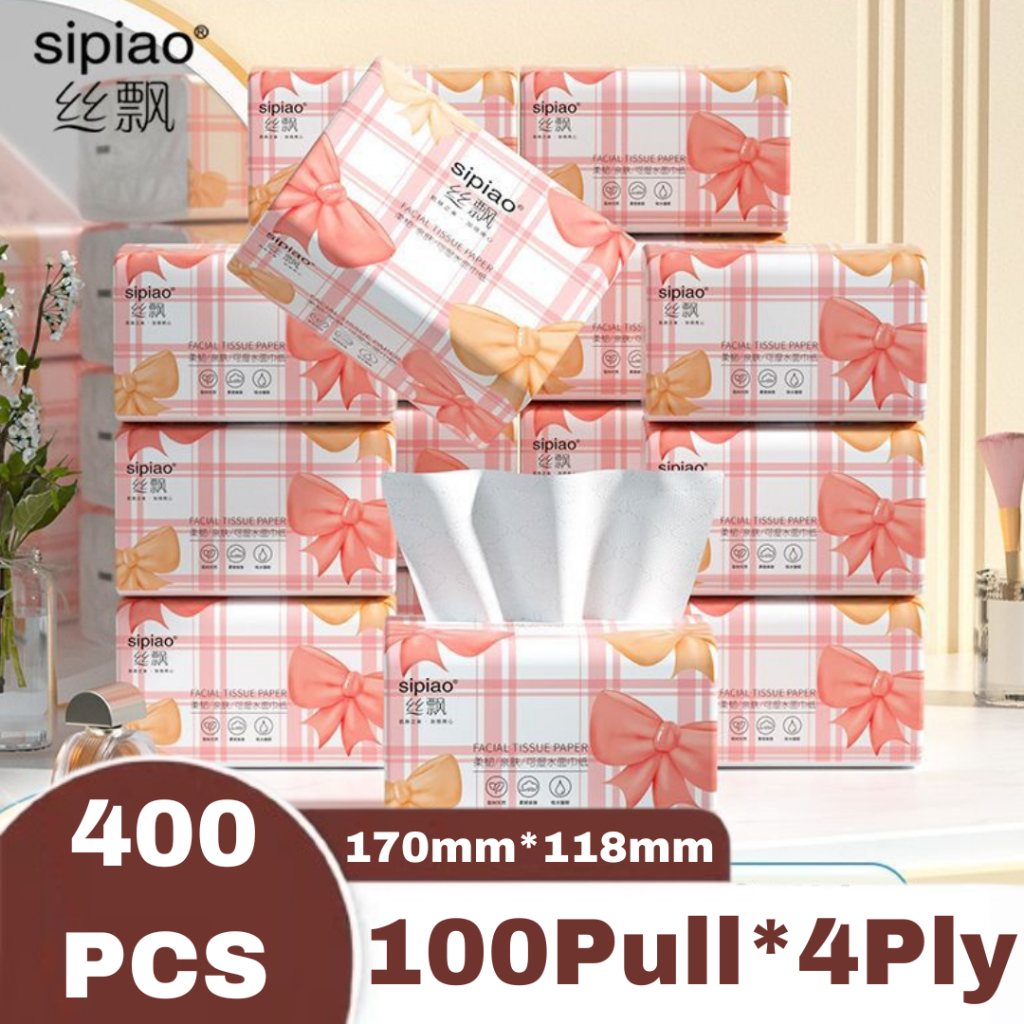 {20 pack} SiPiao Silky Ribbon Series Soft Facial Tissue 100-Pulls ...