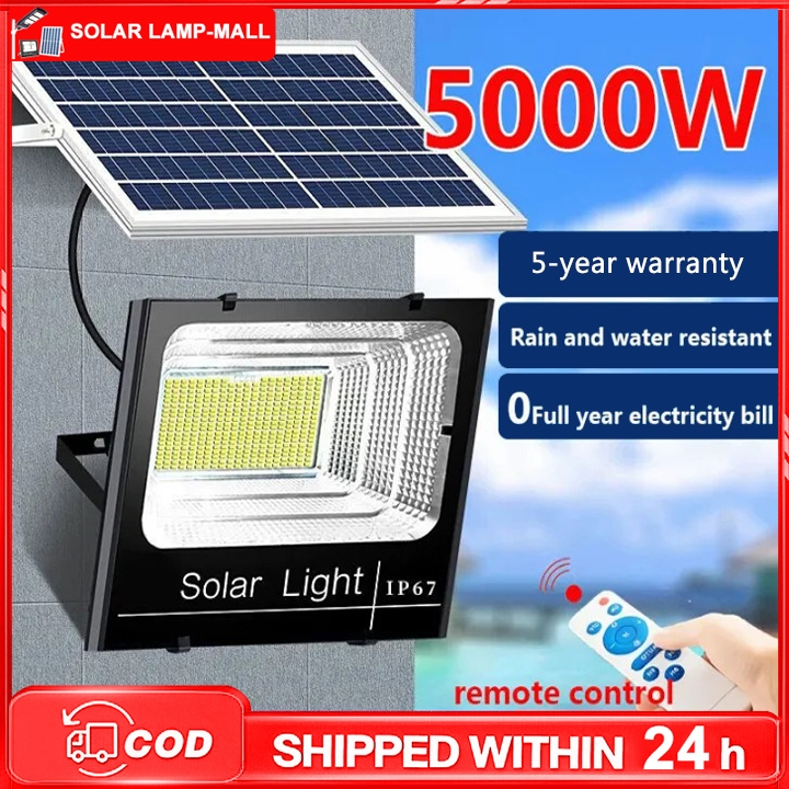 5000W Lampu Solar Light Outdoor Lighting LED Solar Spotlight Waterproof ...