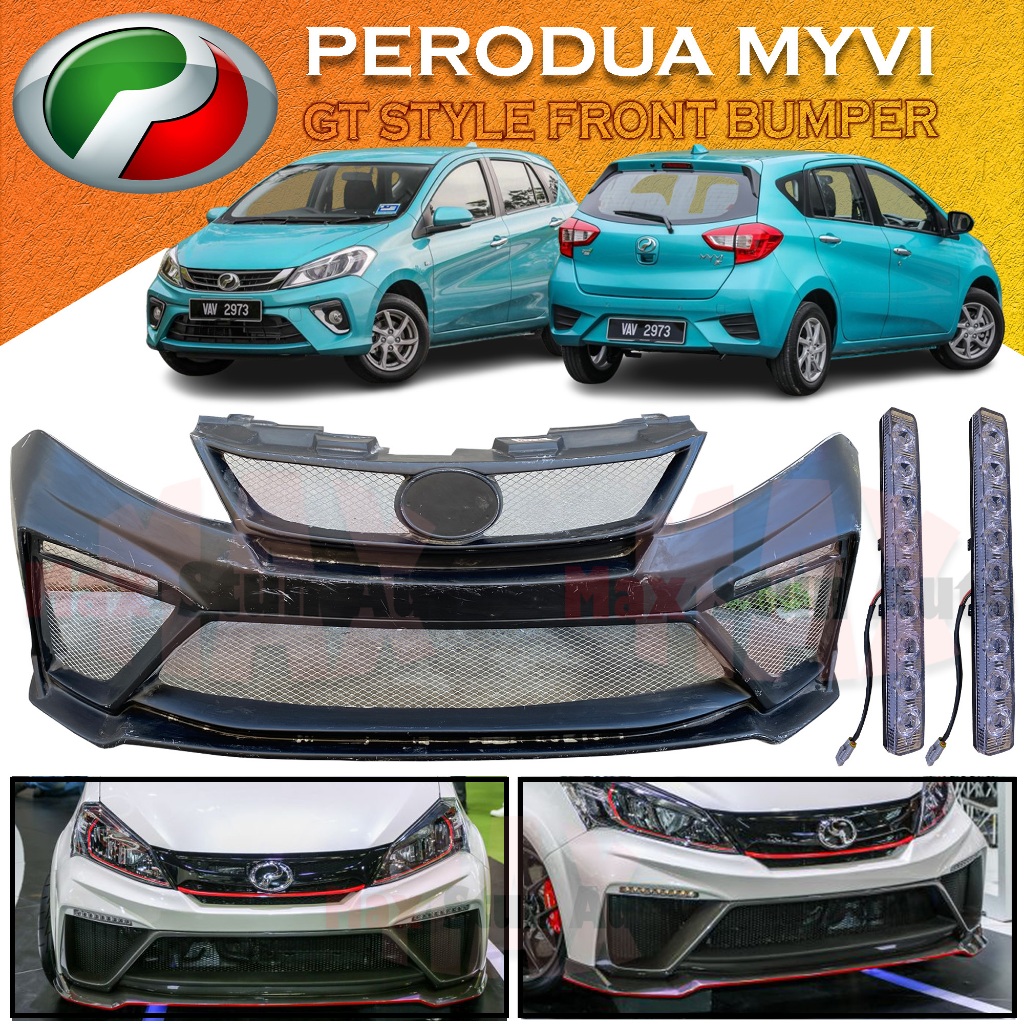 PERODUA MYVI 2018-2021 GT STYLE FRONT BUMPER WITH DAYLIGHT LED (GT ...