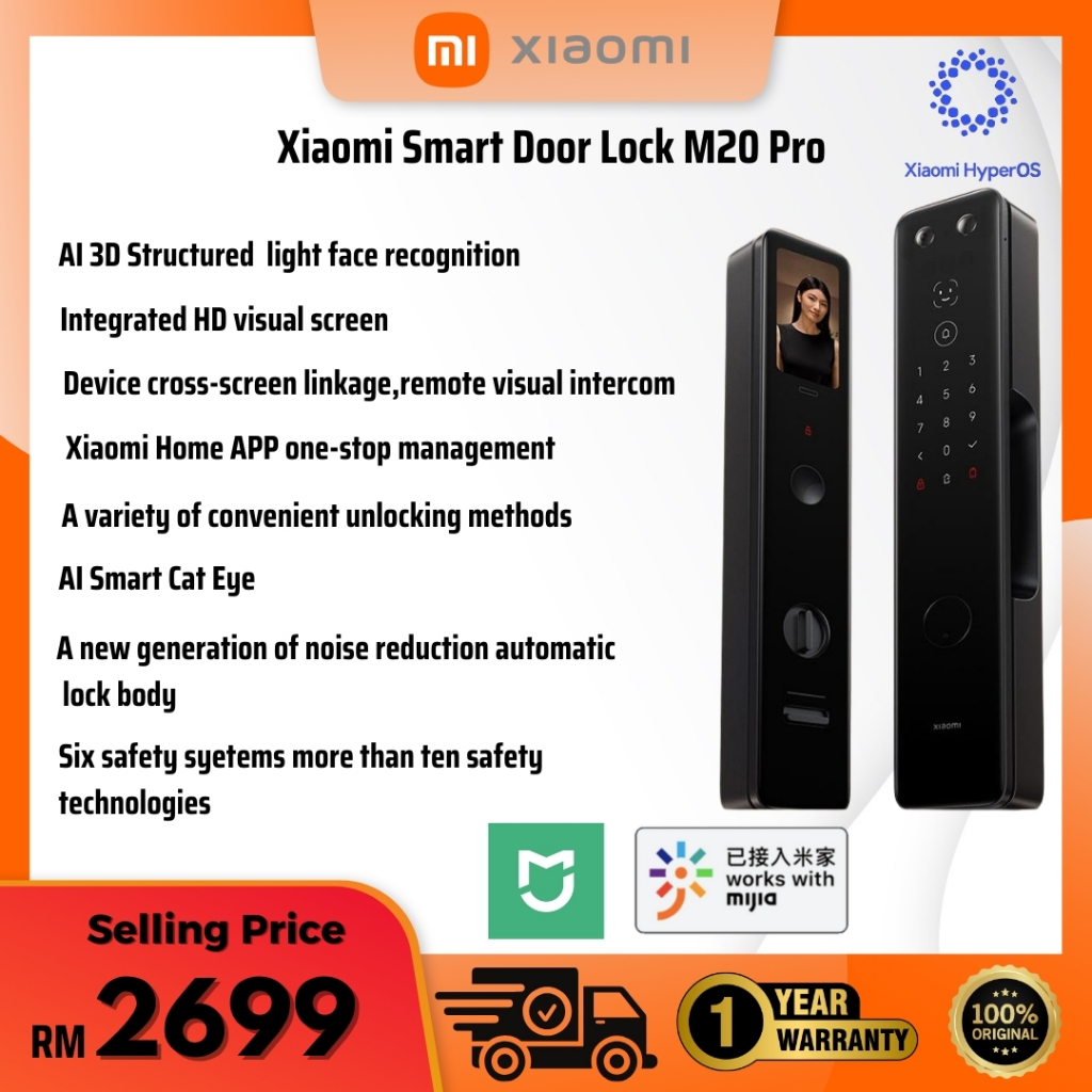 Xiaomi Mijia Smart Door Lock M20 Pro AI 3D structured light face recognition/Integrated HD ...