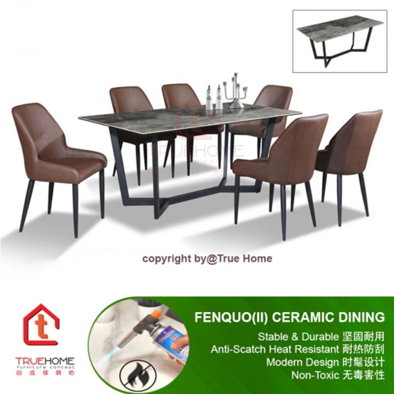 FENQUO(II) Ceramic Series/Ceramic Dining Set 1+6/Table: Ceramic table ...