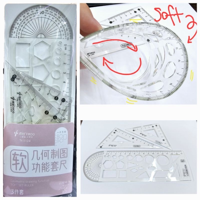 Little Frog Geometric Mathematic Soft Ruler Drawing Soft Ruler Set ...