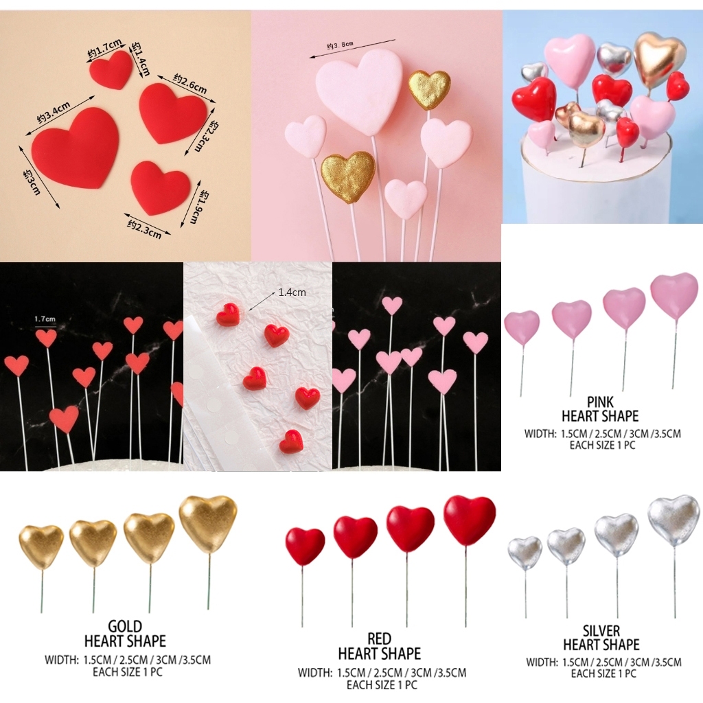 【READY STOCK】- DIY pack=HEART Cake Topper & Decoration / valentine ...