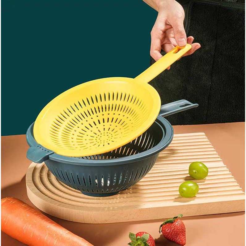 Plastic Type Double Layer Round Drain Colander Basket 塑料双层圆型沥水篮 ...