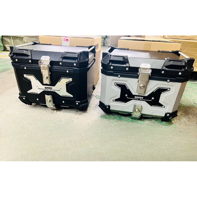 SMRT ALUMINIUM TOP BOX HEAVY DUTY KOTAK MOTORSIKAL 36L 45L 55L BLACK ...