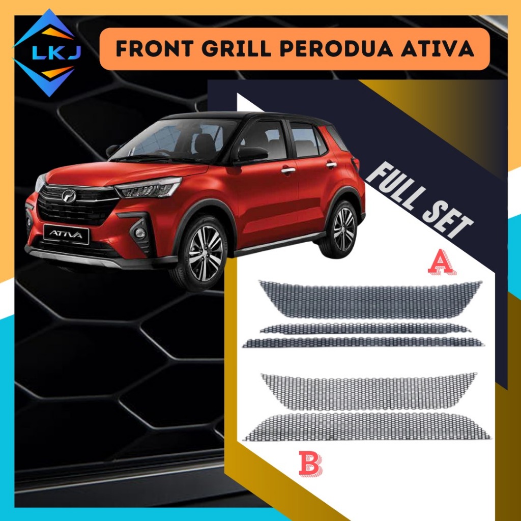 Perodua Ativa Ready Cut Honeycomb Grill Full Set Top Bottom | Shopee ...