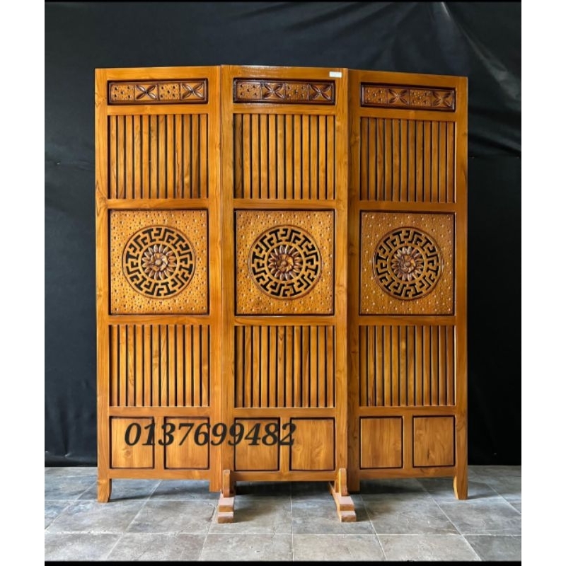 partition kayu jati original pembahagi ruang kayu original wood screen ...
