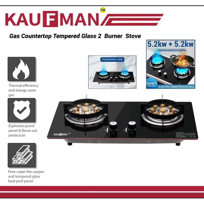 Tempered Glass Gas Stove Dapur Gas Clad Double Nine-Chamber Fierce ...