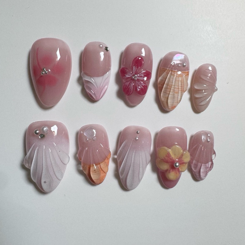 🇲🇾 Pink Fever Seaside Press on Nail Set | Shopee Malaysia