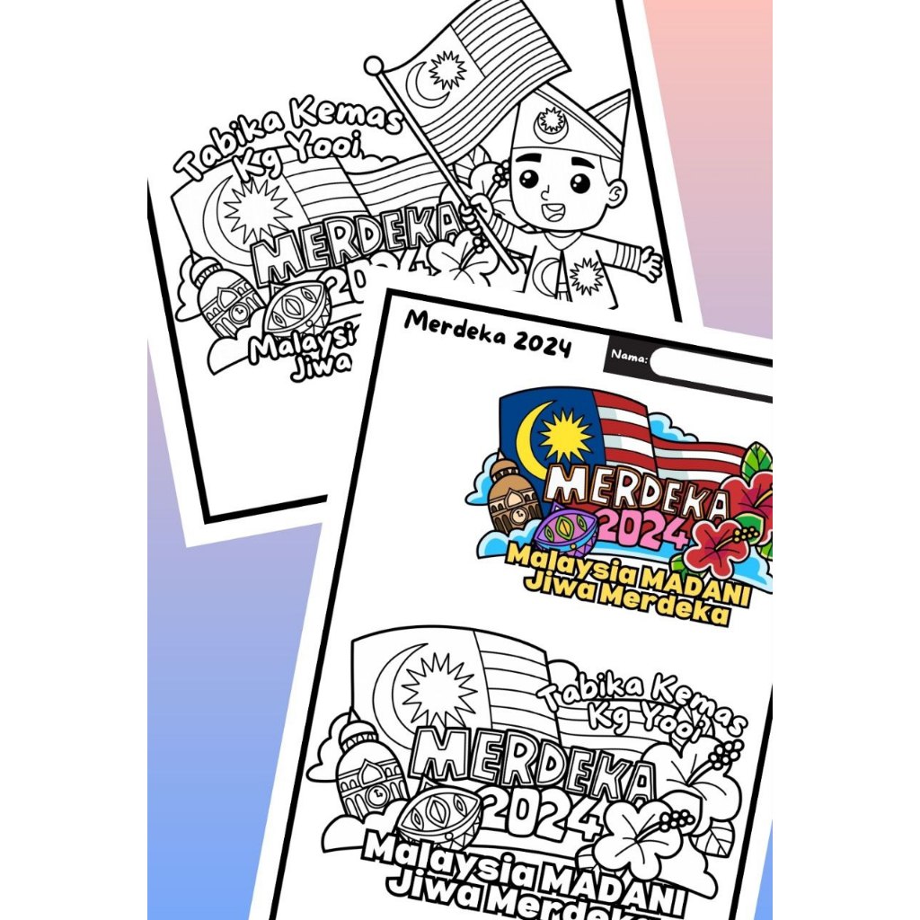 [CUSTOMED, PRINTABLE PDF] Mari Mewarna Merdeka 2024, tambah nama ...