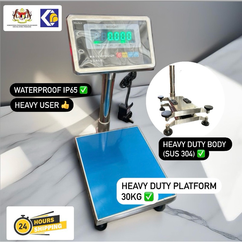 PROACE Waterproof IP65 30kg/ 60kg fully STAINLESS STEELBODY digital ...
