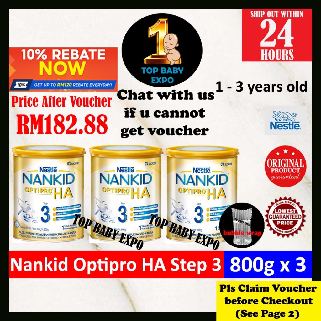 Nestle Nankid Optipro HA Step 3 Hypoallergenic (800g X 3) Exp: 06/2026 Nan | Shopee Malaysia