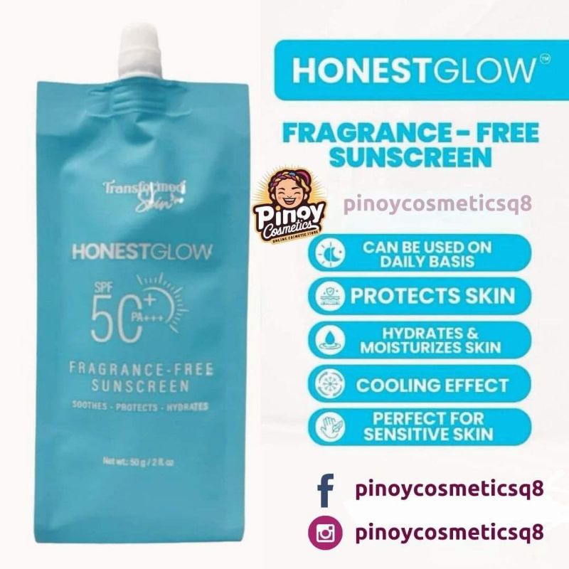 honest glow fragrance free sunscreen spf50 | Shopee Malaysia