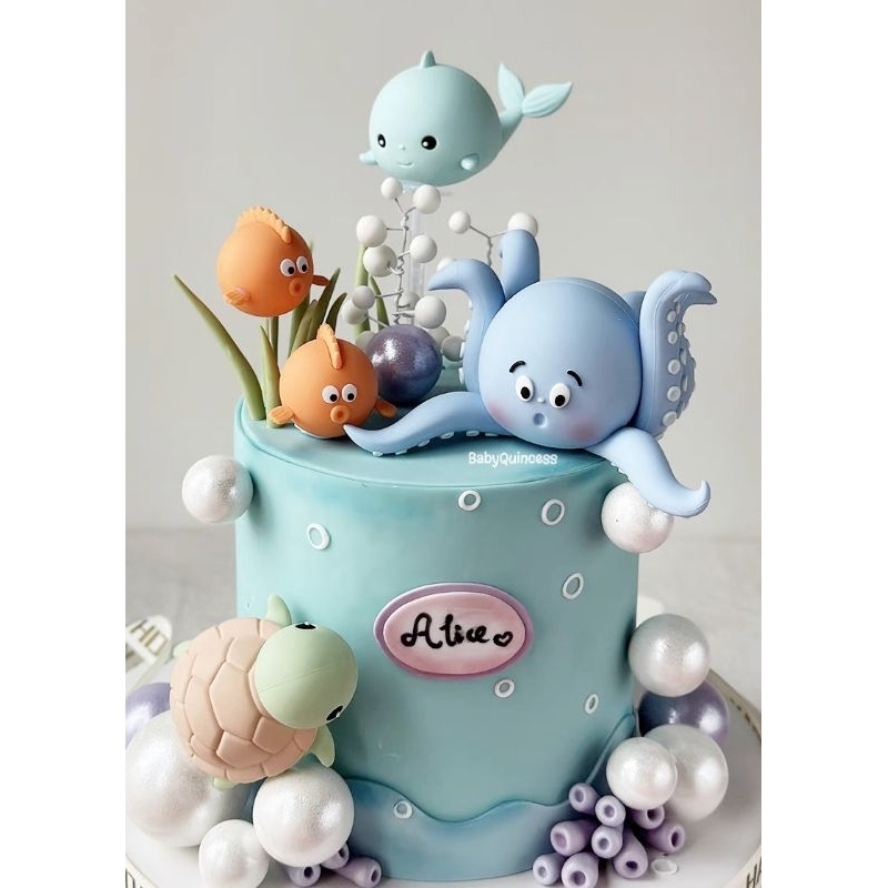 🇲🇾 READY STOCK - Underwater World Fishes Ocean Kids Cake Topper ...