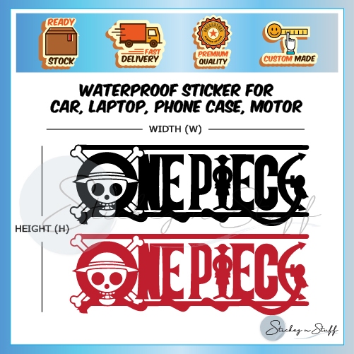 [D2] One Piece Sticker Stiker Mugiwara Strawhat Kereta Waterproof Car ...