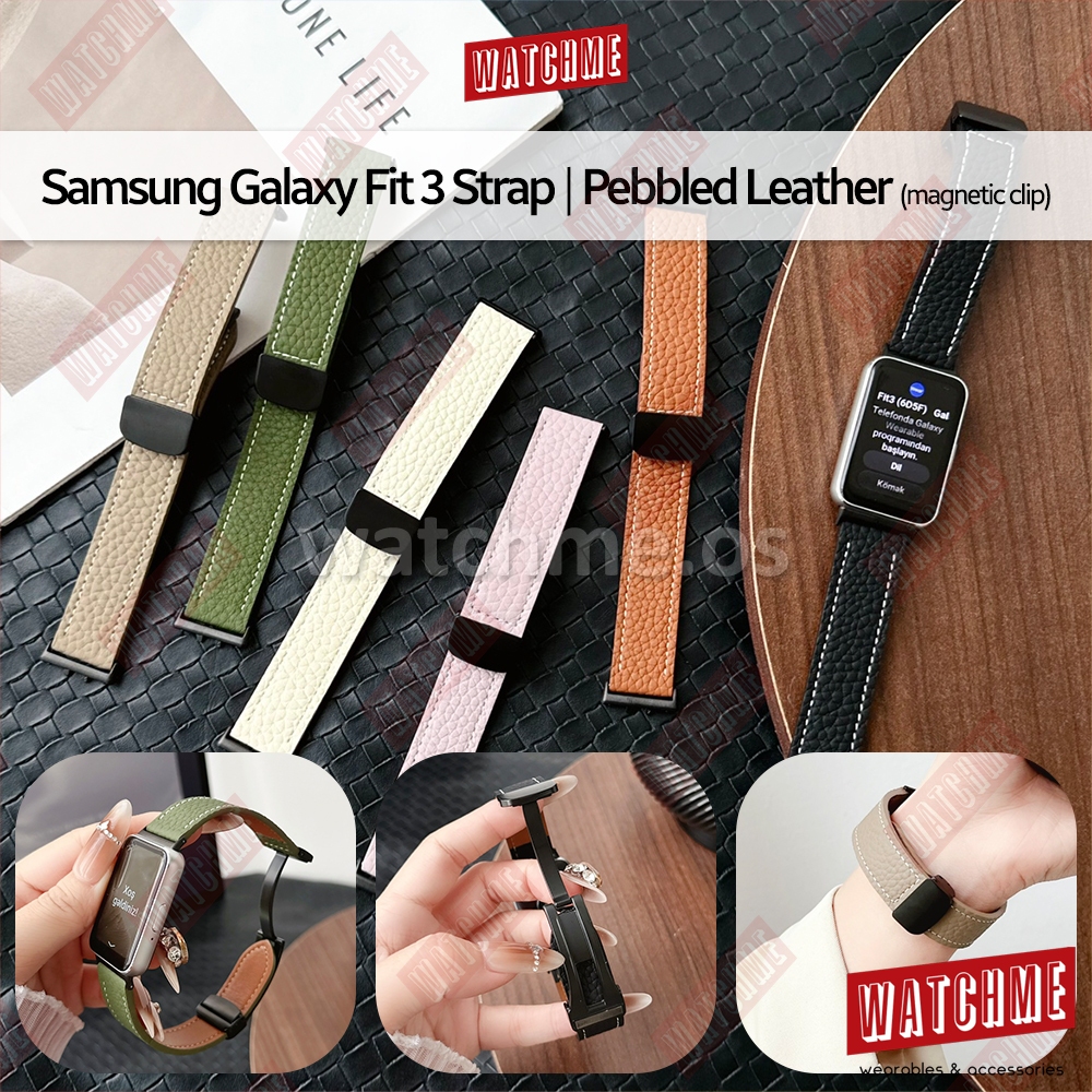 Samsung Galaxy Fit 3 Strap, Pebbled Leather Style, Magnetic Butterfly ...