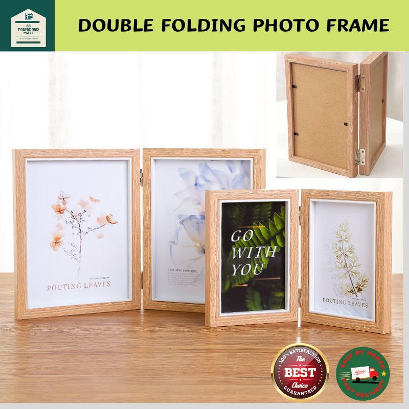 Two/Three Photo Frame Rustic Folding Double Triple Photo Frame Family ...