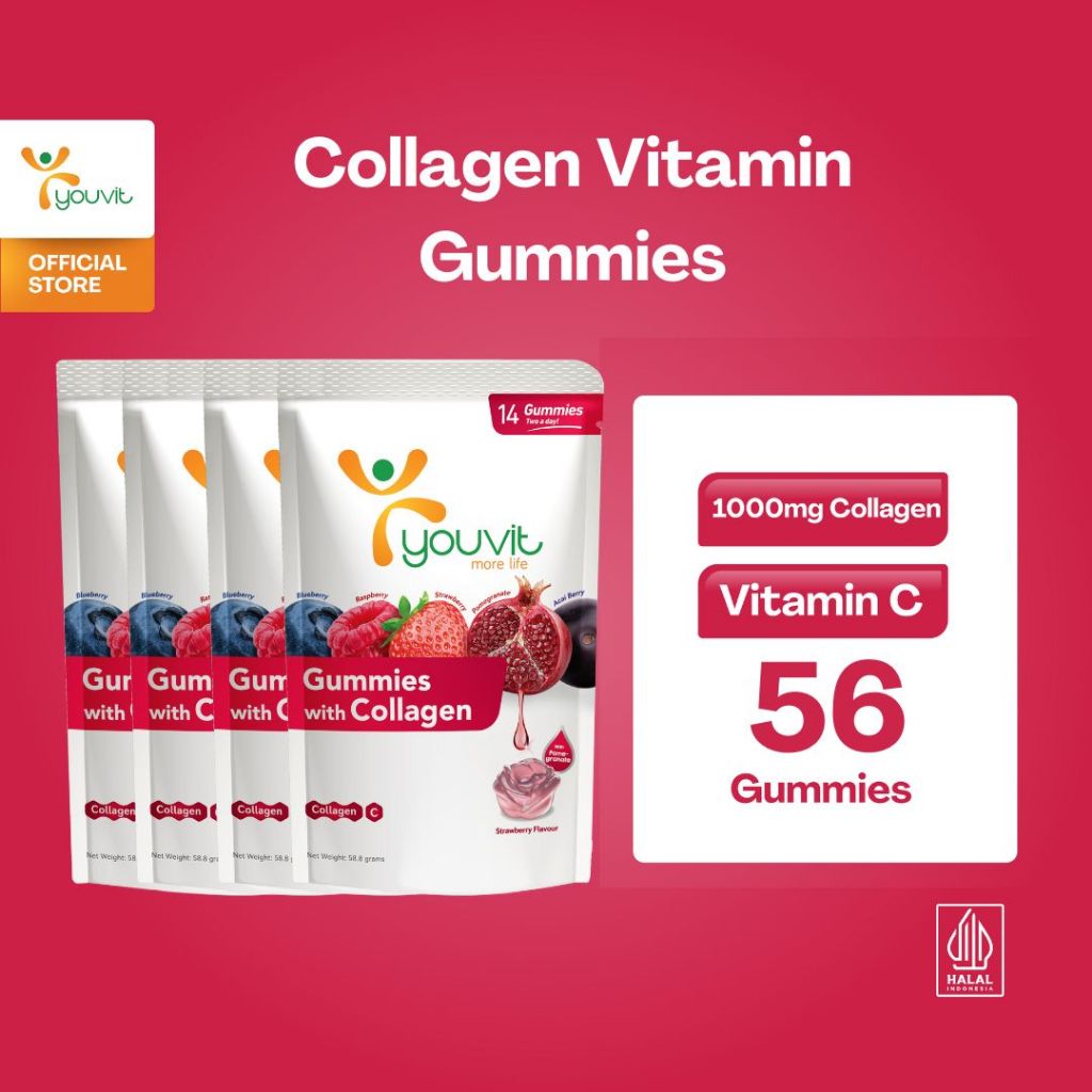Youvit Collagen Gummy 28 Days (56 Pcs) Vitamin Anti Aging for Kulit ...
