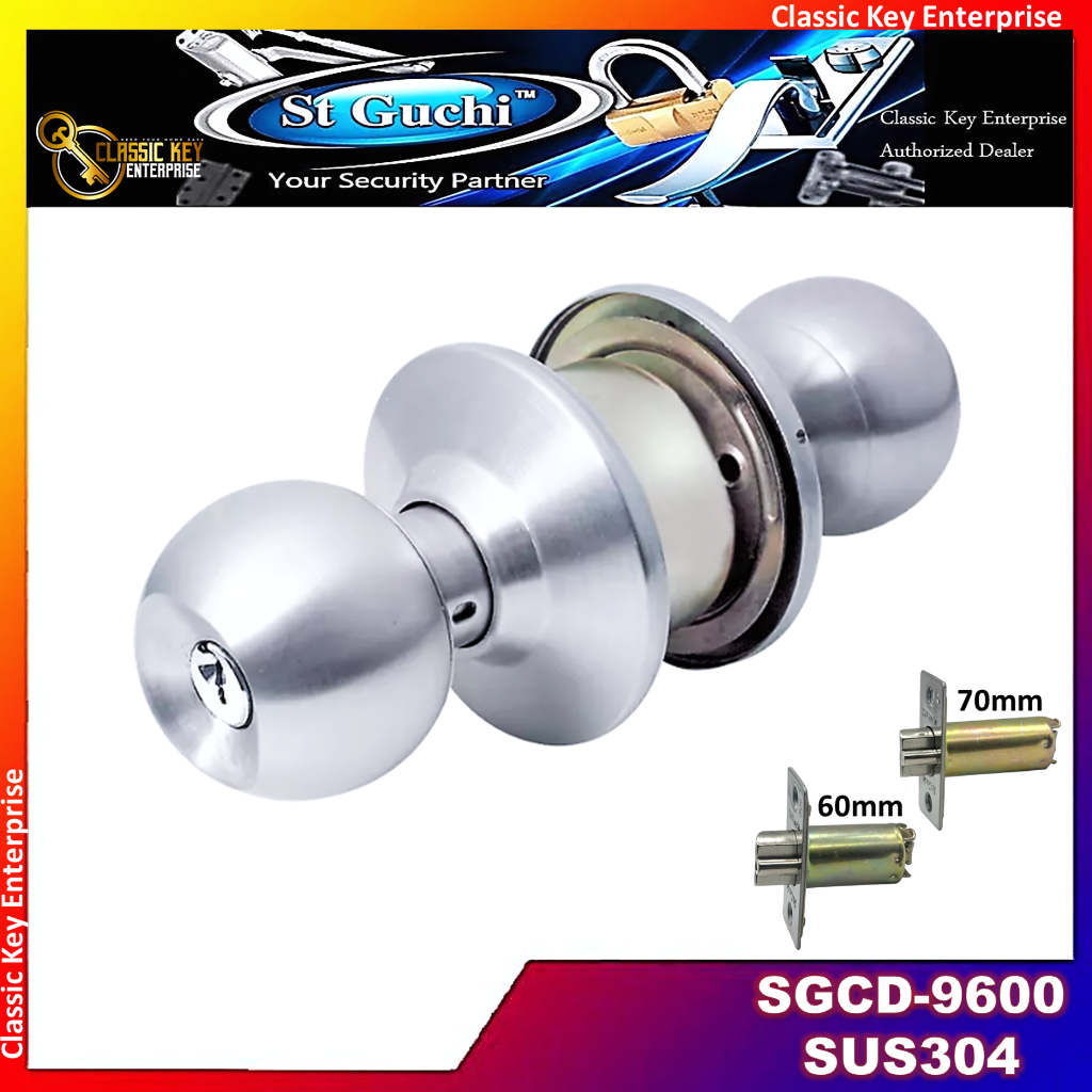 St Guchi Door Knob Cylindrical Lock Set SUS304 Stainless Steel (SGCD ...