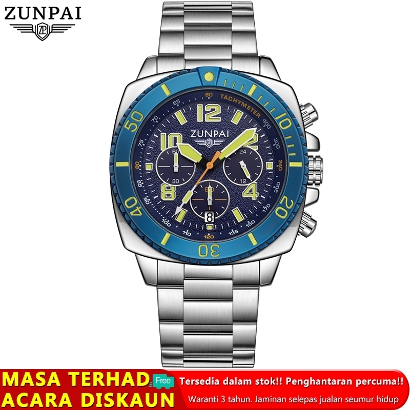 ZUNPAI Jam Tangan Lelaki Original Waterproof Stainless Steel Metal Men ...